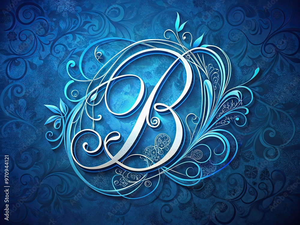 A bold, blue, cursive signature featuring the uppercase letter "B" with ...
