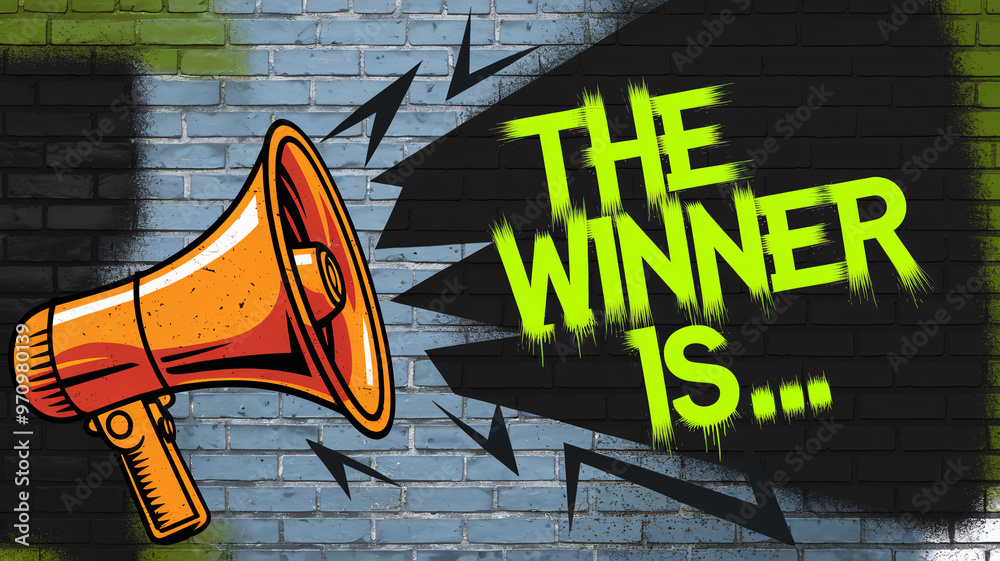 Graffiti-inspired megaphone illustration with neon green spray-painted ...