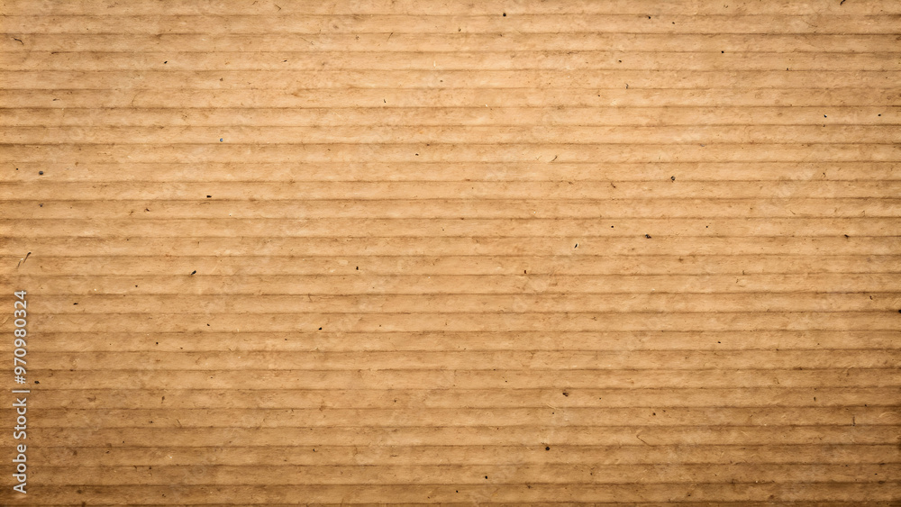 Parallel ridges and dark spots on brown corrugated cardboard, a ...