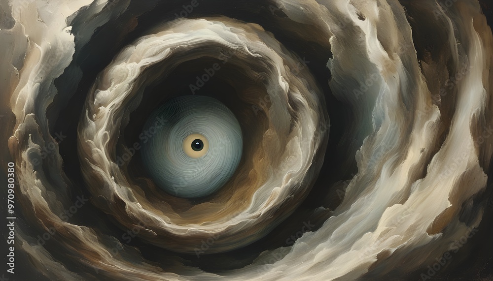 Mysterious vortex of secrets with demure eyes gazing from the swirling ...