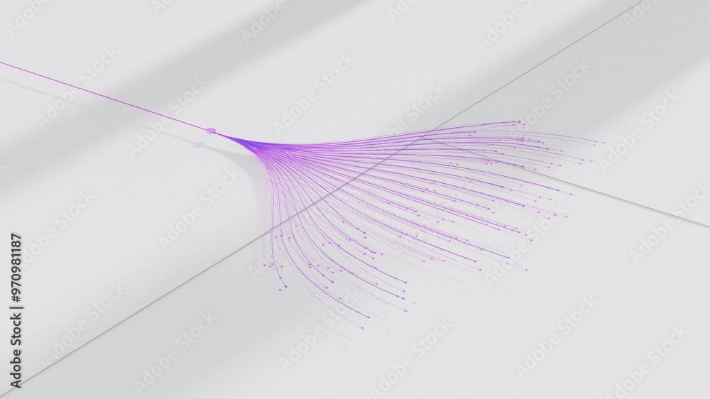 3D Isometric Animation of Colorful Branching Neural Network on White Background. Visualization ...