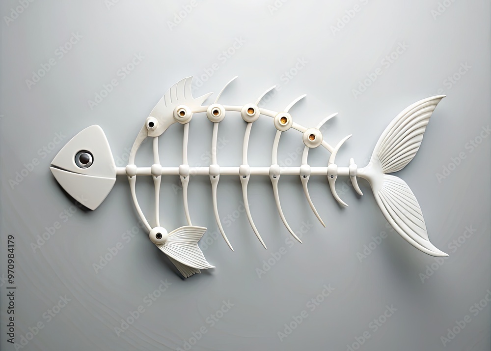 A minimalist, isolated, white fishbone diagram on a light-gray ...