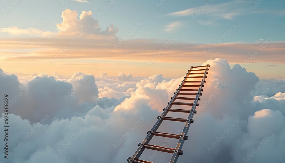 Abstract ladder and clouds. Concept of career growth and development ...