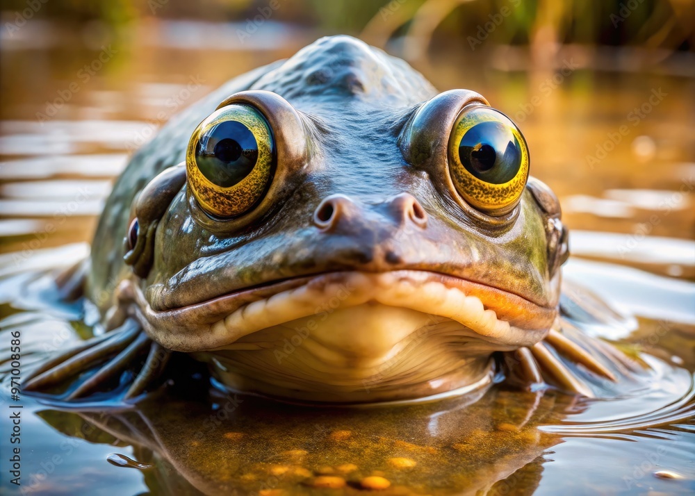 A unique amphibious creature, often mistaken as a fish, with bulging ...
