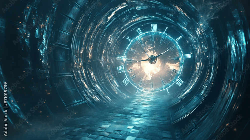 The clock in the epicenter of the collapsing world embodies the ...