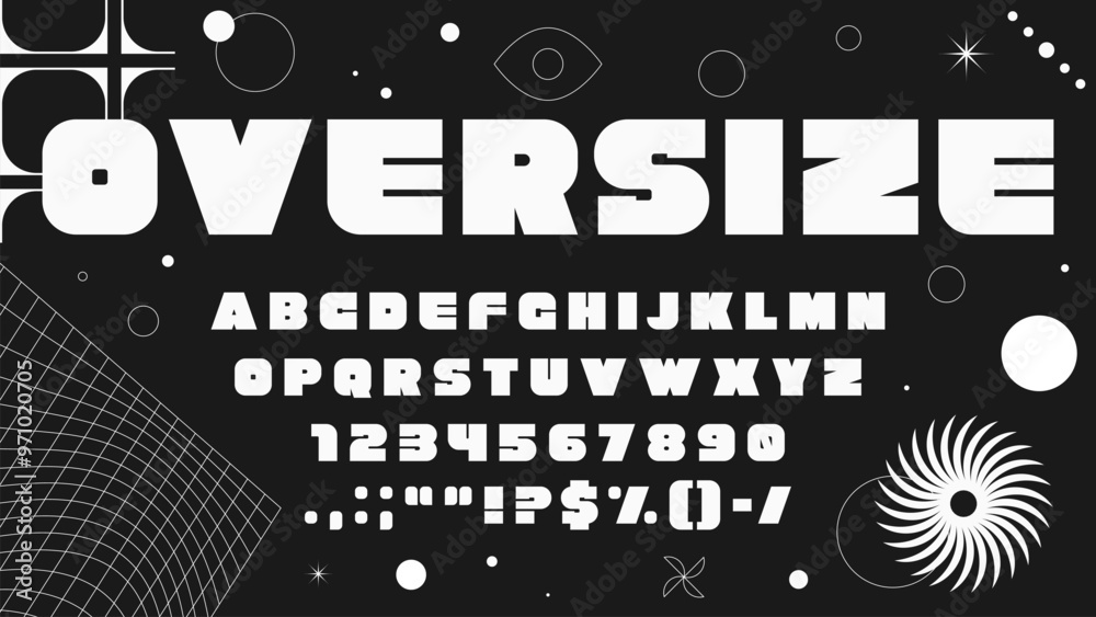 Fat brutal font or modern bold typeface with thick letters, vector ...