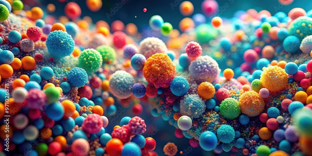 Microscopic view of colorful and distorted sugar molecules, sucrose ...