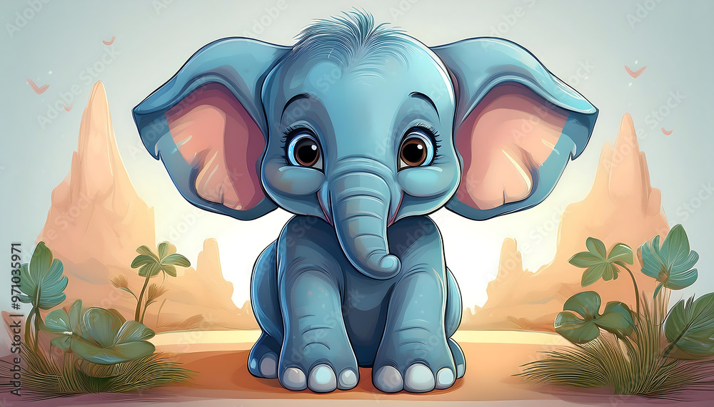 Cartoon baby elephant in a playful design – A cute cartoon of a baby ...