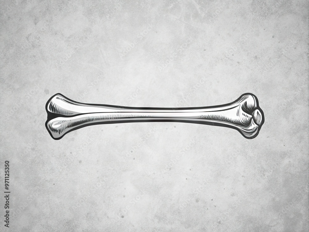 Photo Simple outline of a humerus bone in bold, modern black and white ...