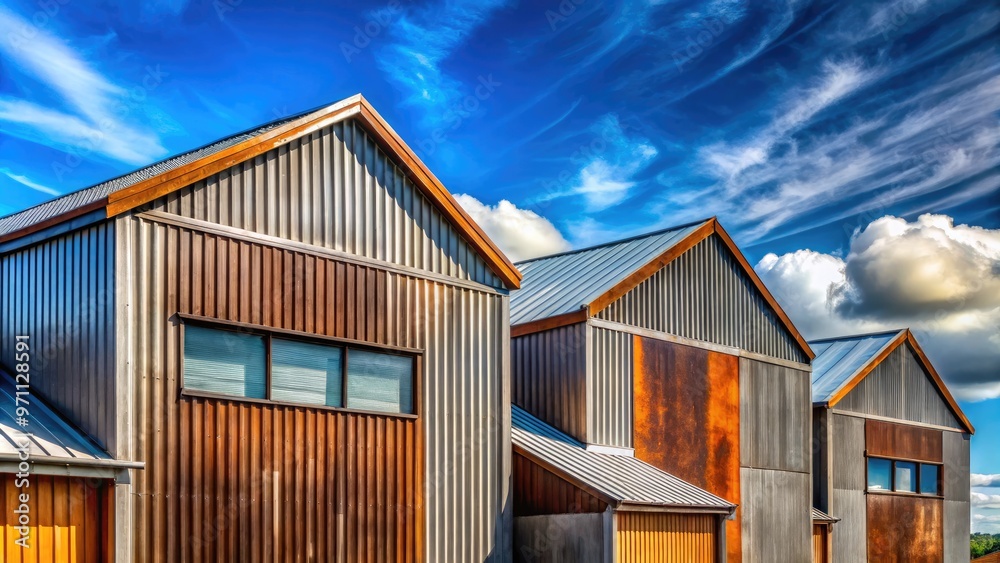 Sleek, modern architecture featuring corrugated galvanized metal roofs ...