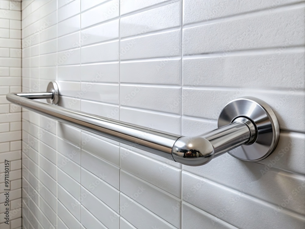 Sleek, stainless steel grab bars with ergonomic grips and modern design ...
