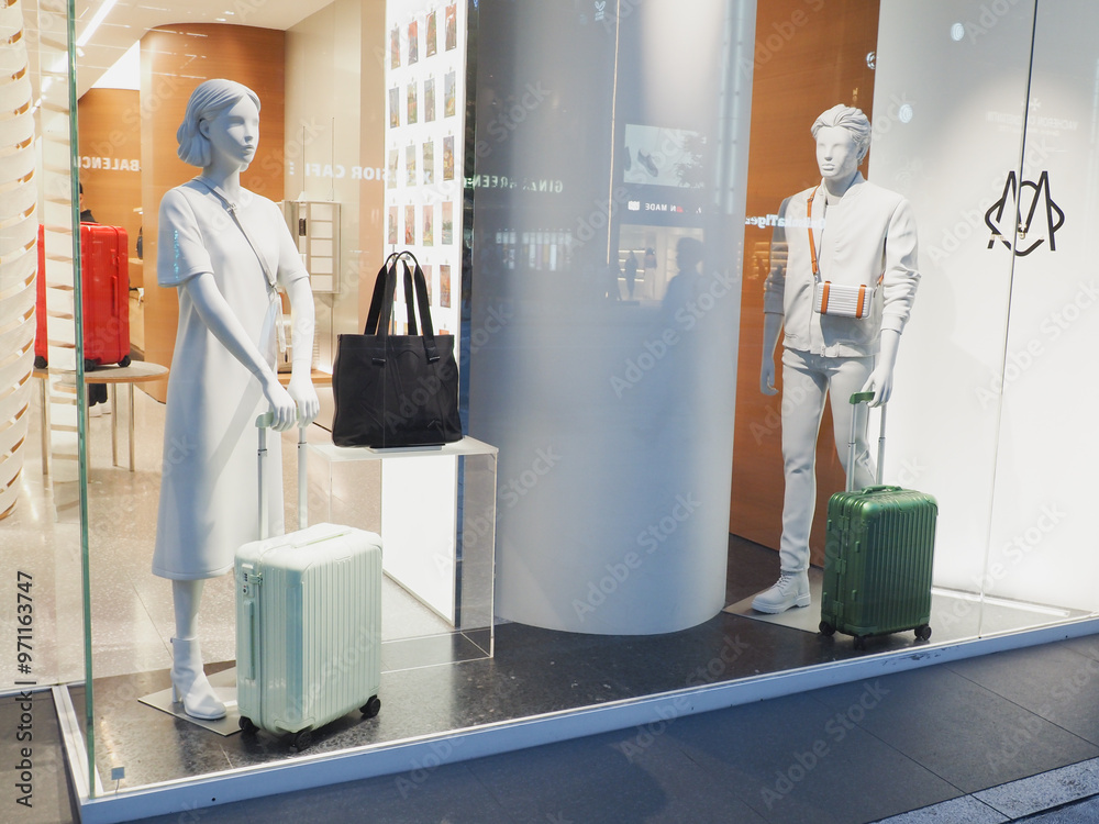TOKYO, JAPAN - September 11, 2024: Window display of a Rimowa store in ...