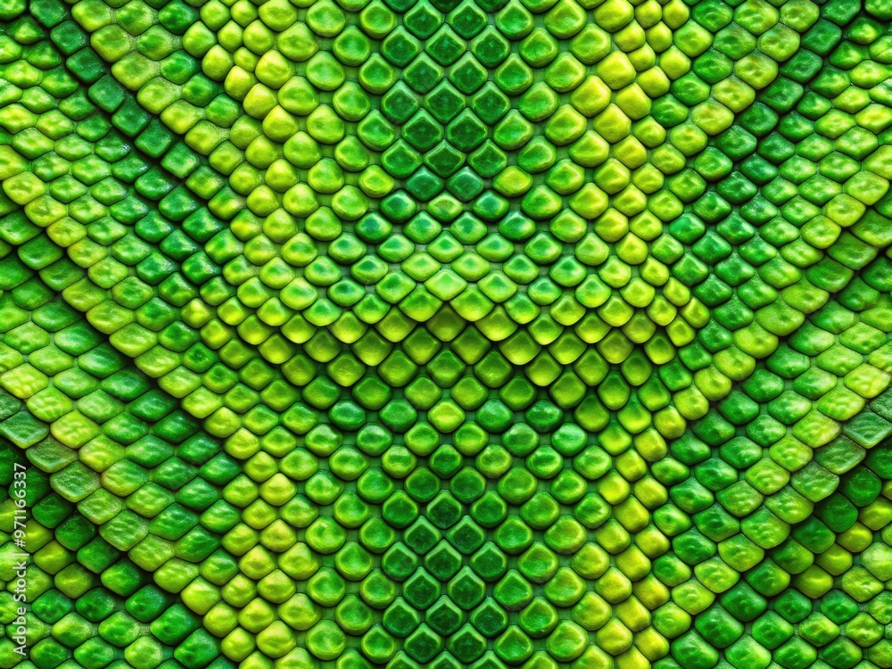 Vibrant green lizard skin-inspired geometric pattern of interlocking ...