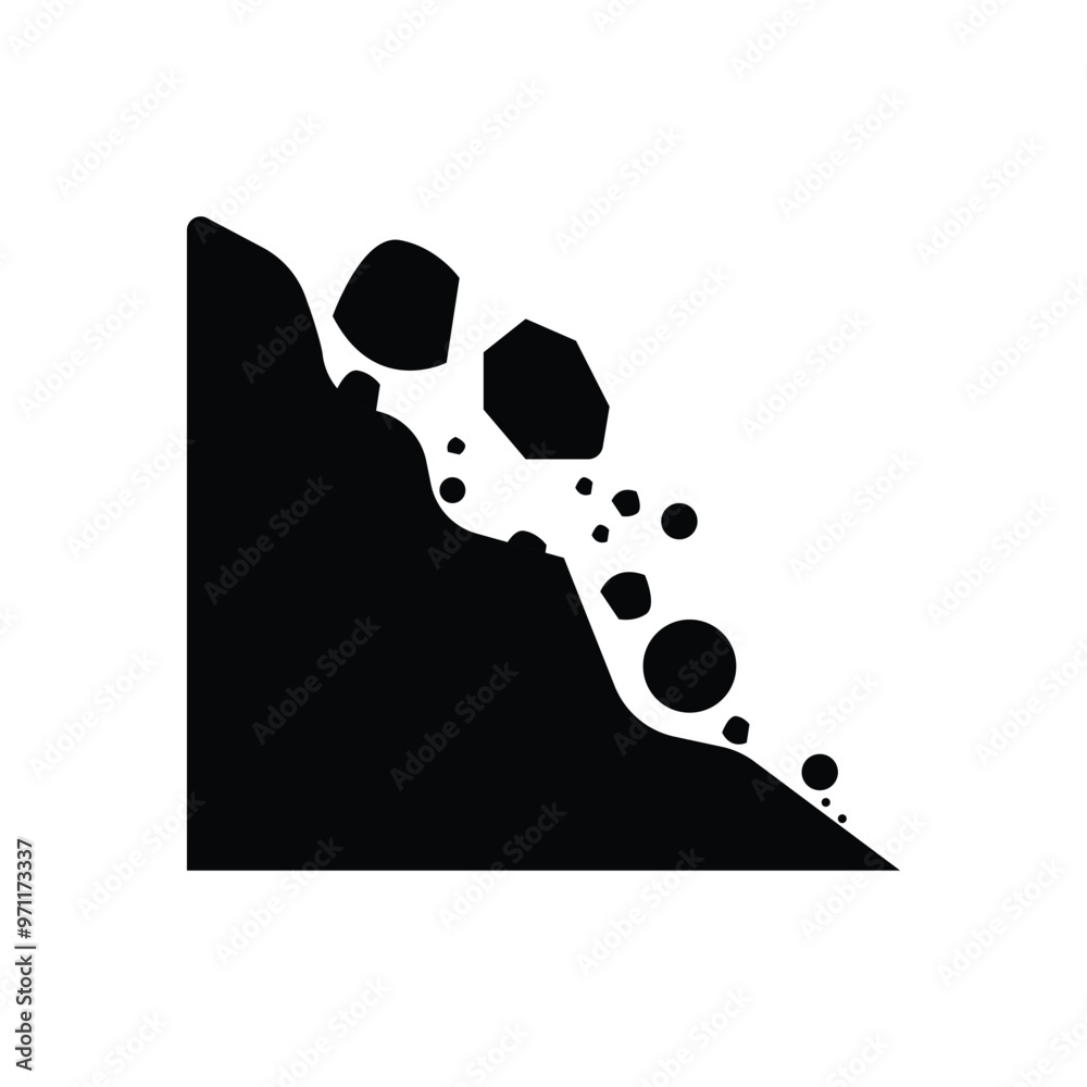Landslide vector icon. beware of rockfall mountain hill landslide ...
