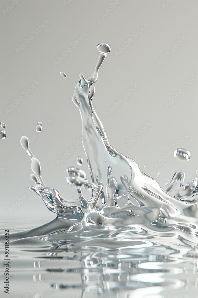 silver splash, a white backdrop of an invisible object dumped into a ...