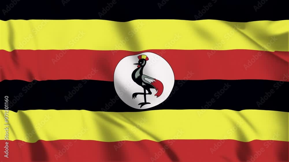 Uganda flag seamless loop animation. The National flag of Uganda is 3d ...
