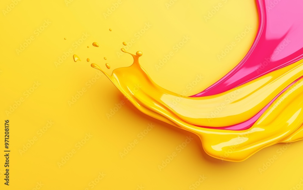 A vibrant advertisement using 3D liquid fonts that appear to drip and ...