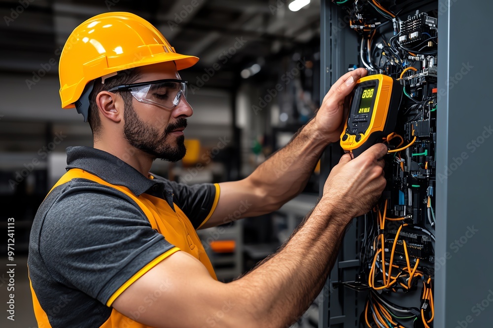 A multimeter set to continuity mode, beeping to indicate a complete ...