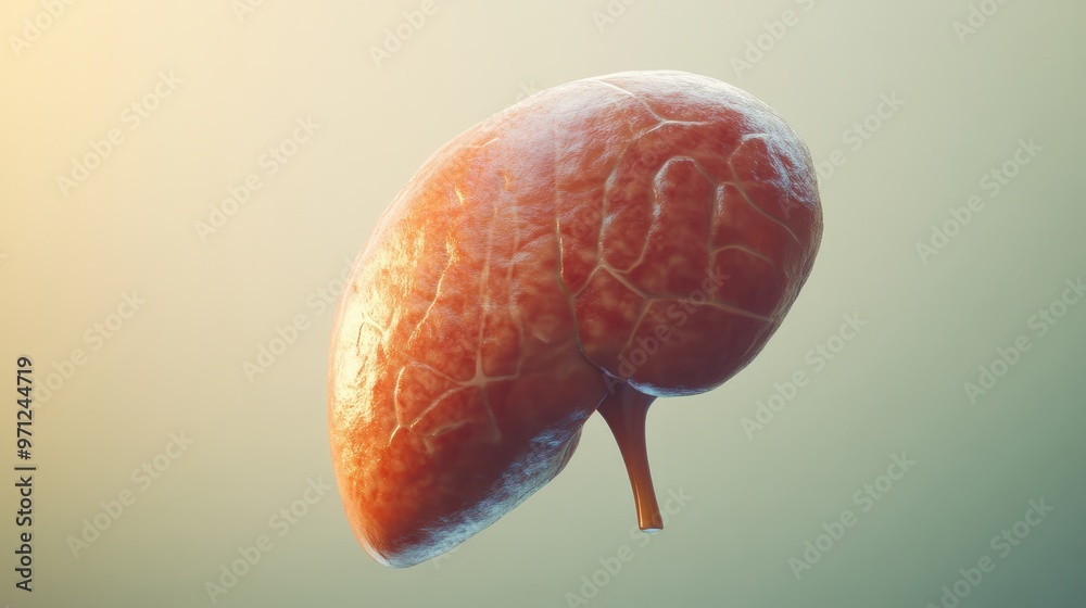 Detailed 3D Rendering of Fatty Liver Organ with Excess Fat Deposits ...