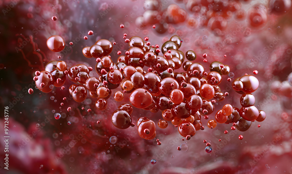 Microscopic image of spherical-shaped cocci bacteria cluster. Gram ...