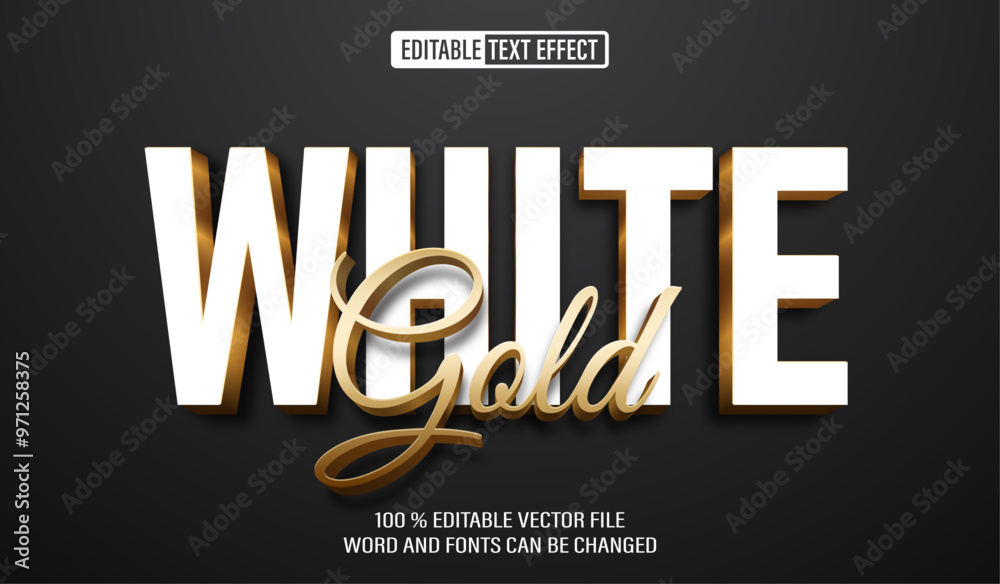 Editable 3d text style effect - White Golden Premium Bold text effect ...