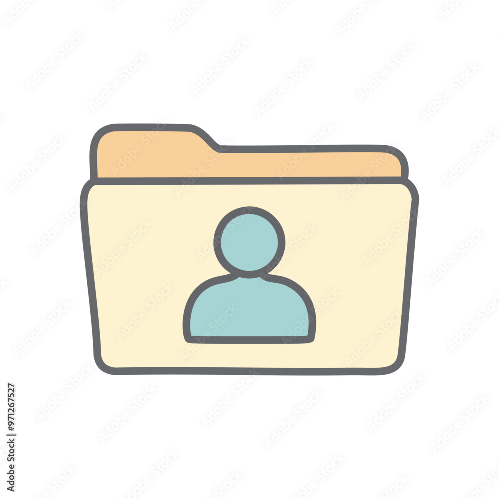 User folder icon. Simple cartoon icon depicting a folder with a person ...