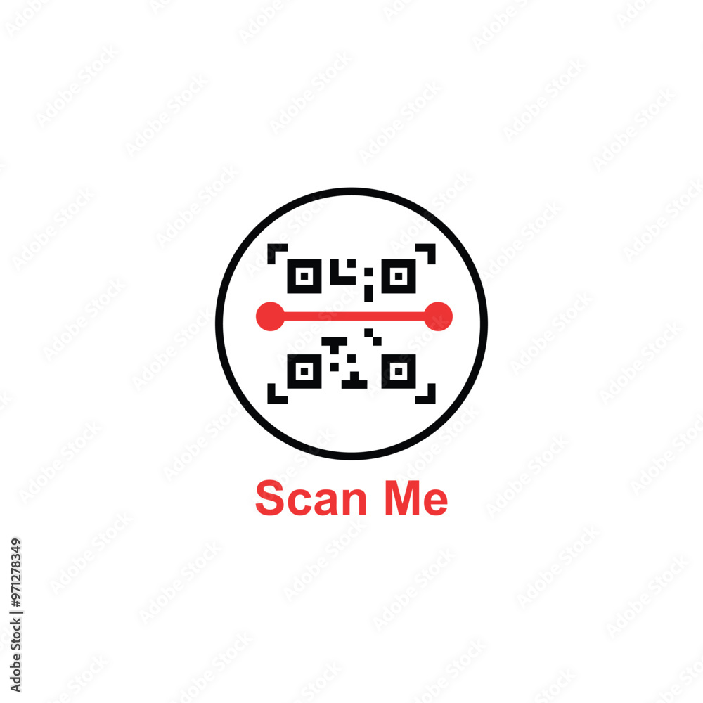 minimal qr code scan badge. concept of technology for instant payment ...