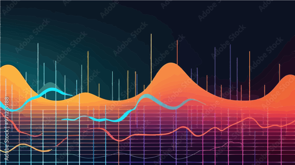 Flat vector illustration of an AI-generated line graph with multiple ...