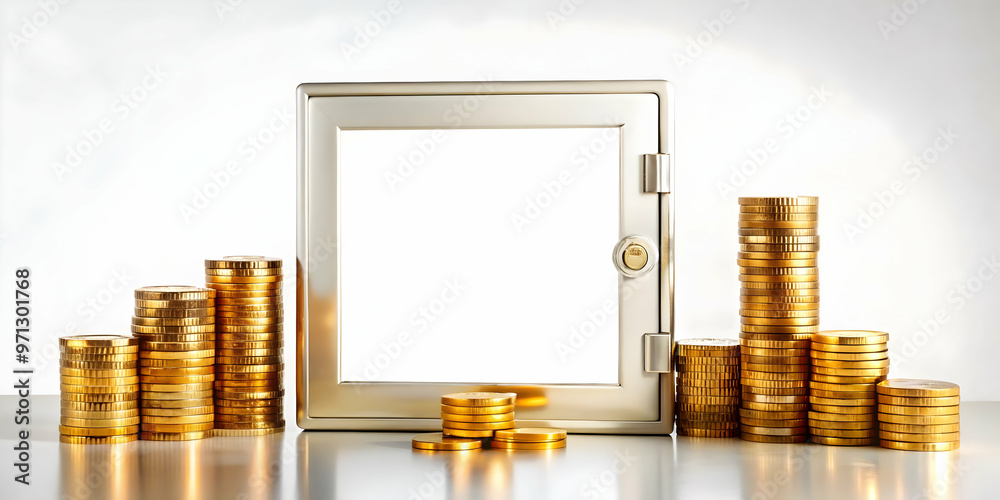 Border Frame Featuring Safe Boxes and Coins for Financial Security in ...