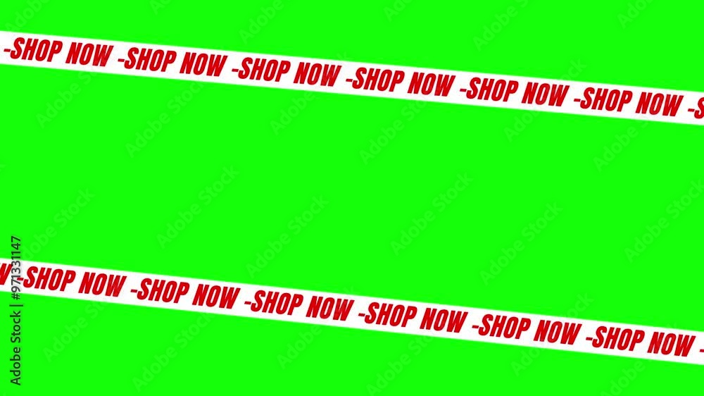 Animated 'Shop Now' Text ithe location is top and bottom in Red and ...