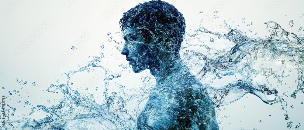 Artistic fusion of human forms and ocean waves representing the vital ...