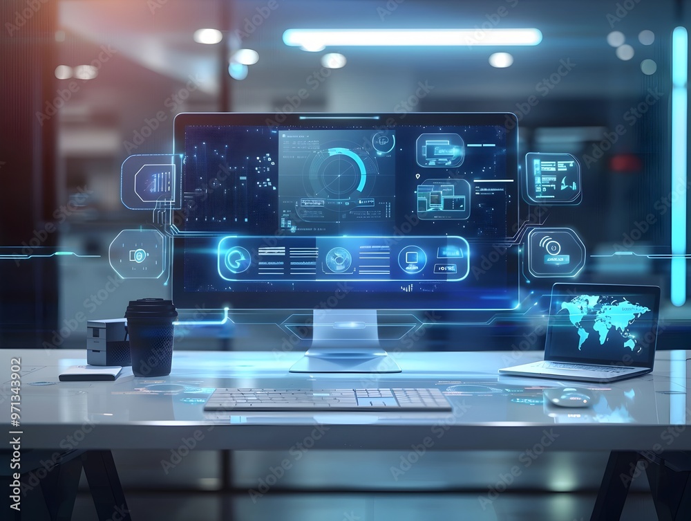 Remote Work Setup with Smart Desk and Augmented Reality Interface for ...