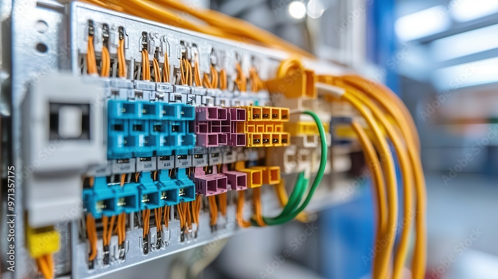 Electrical wiring in progress, installation of electrical systems in a ...