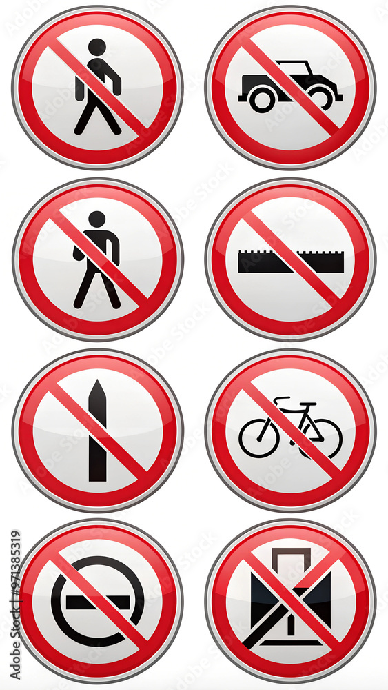 Warning No Allowed Round Sign. Caution Red Stop Circle Symbol ...