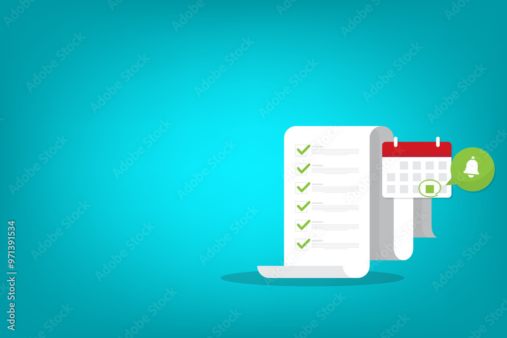 Check list document and calendar , paper check list and to do list with ...