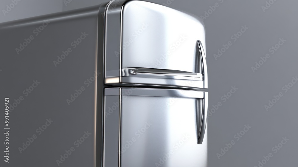 Modern stainless Fridge Refrigerator freezer on a gray background ...