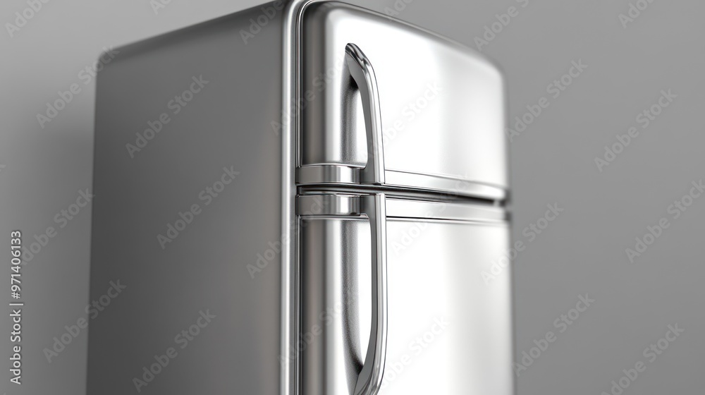 Modern stainless Fridge Refrigerator freezer on a gray background ...