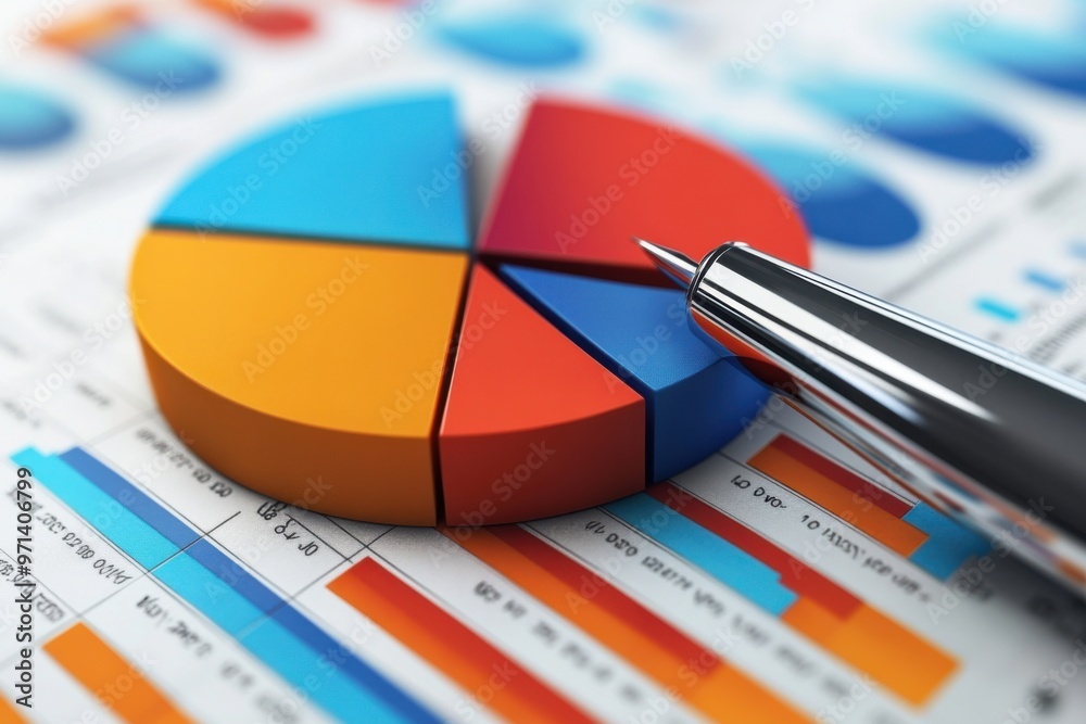Strategic business plan with a pie chart and bar graphs, concept of ...