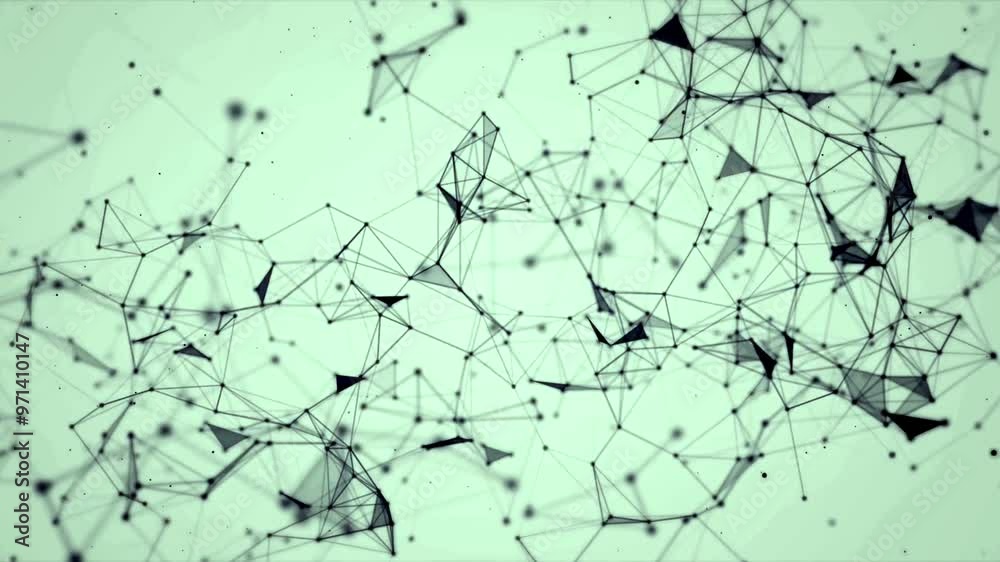 Abstract digital connection moving dots and lines. Technology background. Network connection ...