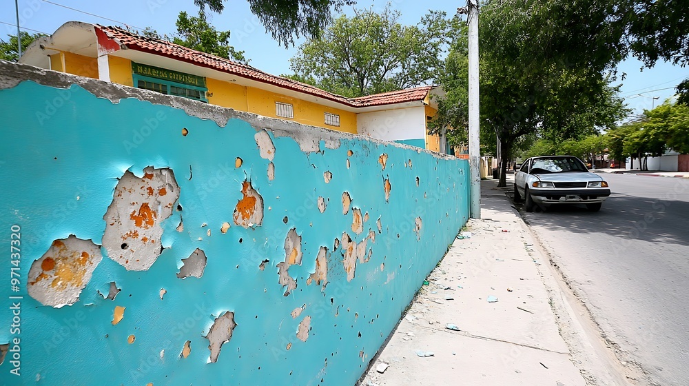 Tension and Turmoil: Bullet-Riddled Wall in a Border Town Ravaged by ...