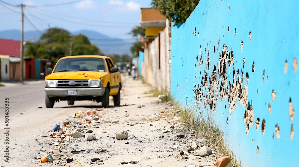 Unsettling Sight of Drug Cartel Violence: Bullet-Riddled Wall in a ...