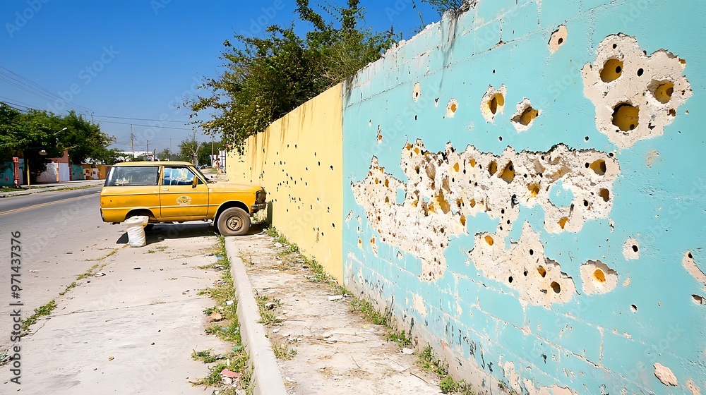 Signs of Drug Cartel Violence: Bullet-Riddled Wall in a Border Town ...