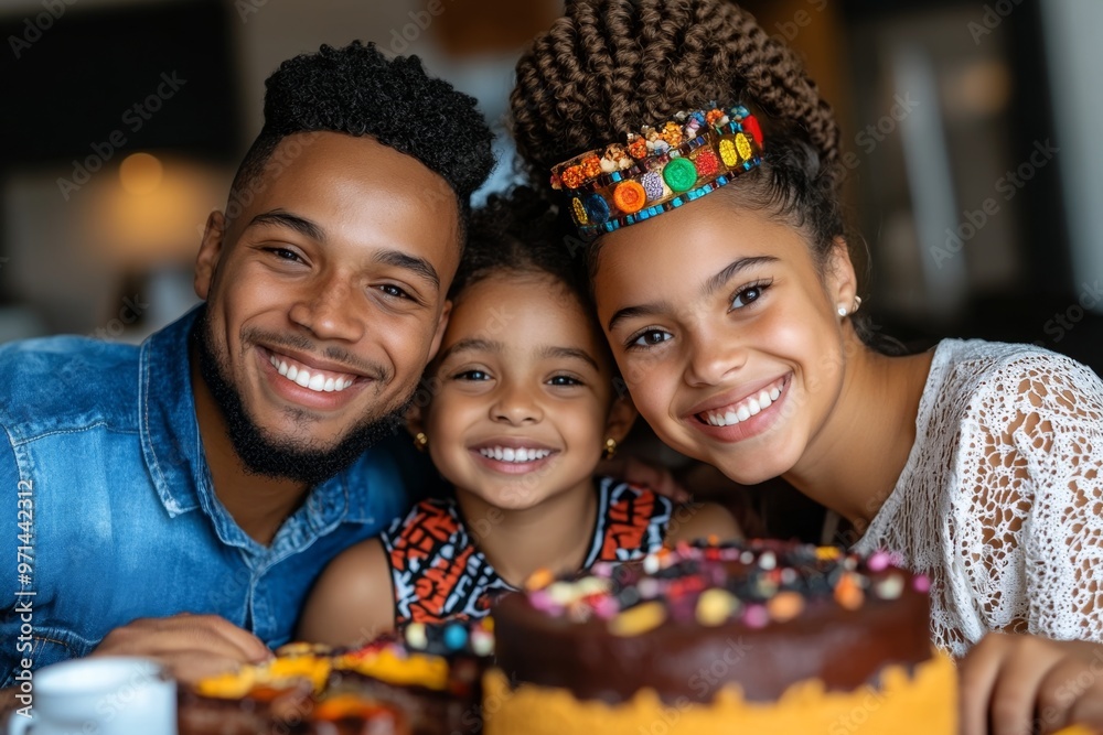 A family with adopted children from different backgrounds, showing the ...