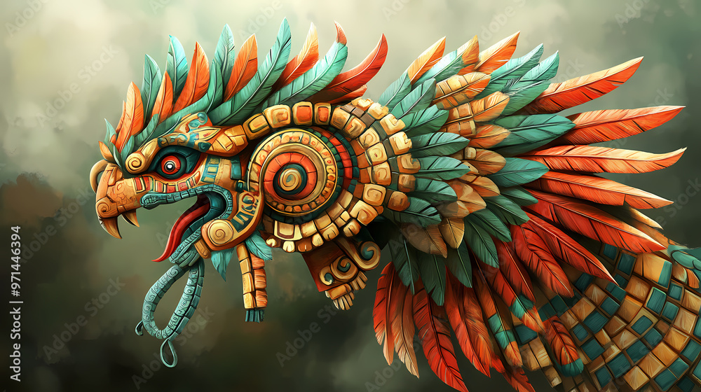 Photo & Art Print Mayan god kukulkan ( the feathered serpent god ...