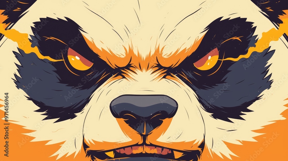 Vector illustration of an angry panda face in a painted style Stock ...