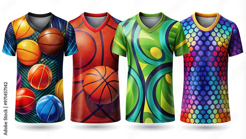 Bright basketball shirt designs burst with color, blending bold ...