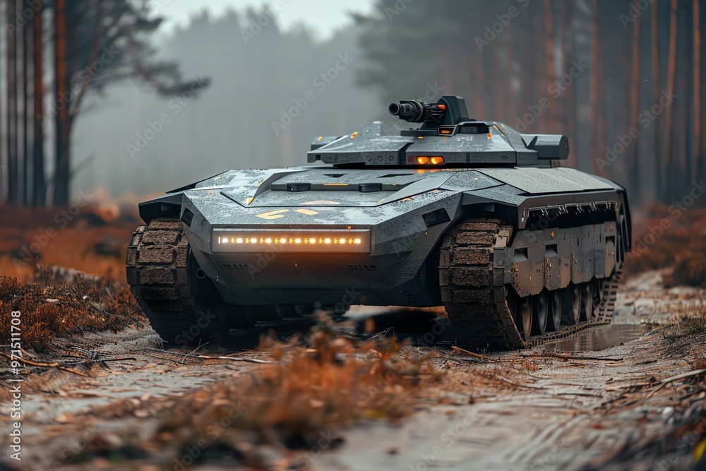 Remotecontrolled unmanned tank prototype, equipped with AI and ...