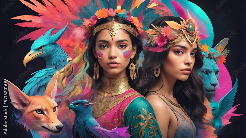 Digital collage that merges Hispanic folklore with modern visual ...