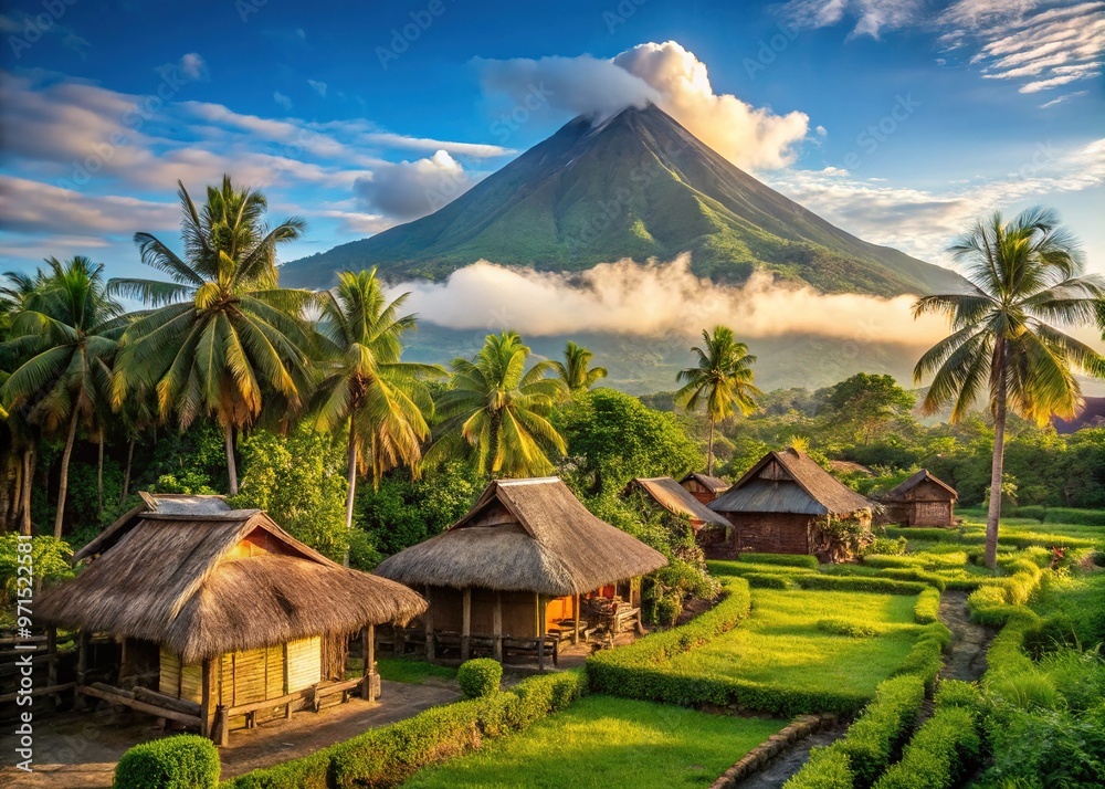 Rustic, serene Camalig village scene in Albay, Philippines, featuring ...