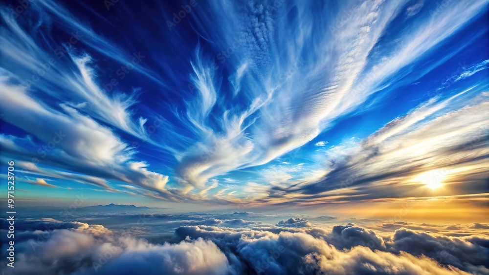Serene and majestic, a sweeping expanse of brilliant blue sky meets the ...